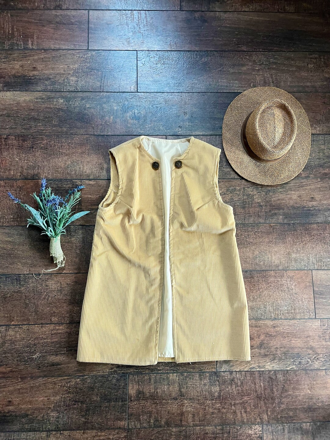 Vintage Corduroy Vest, Long Smock Vest, Corduroy Smack Vest, Vintage ...