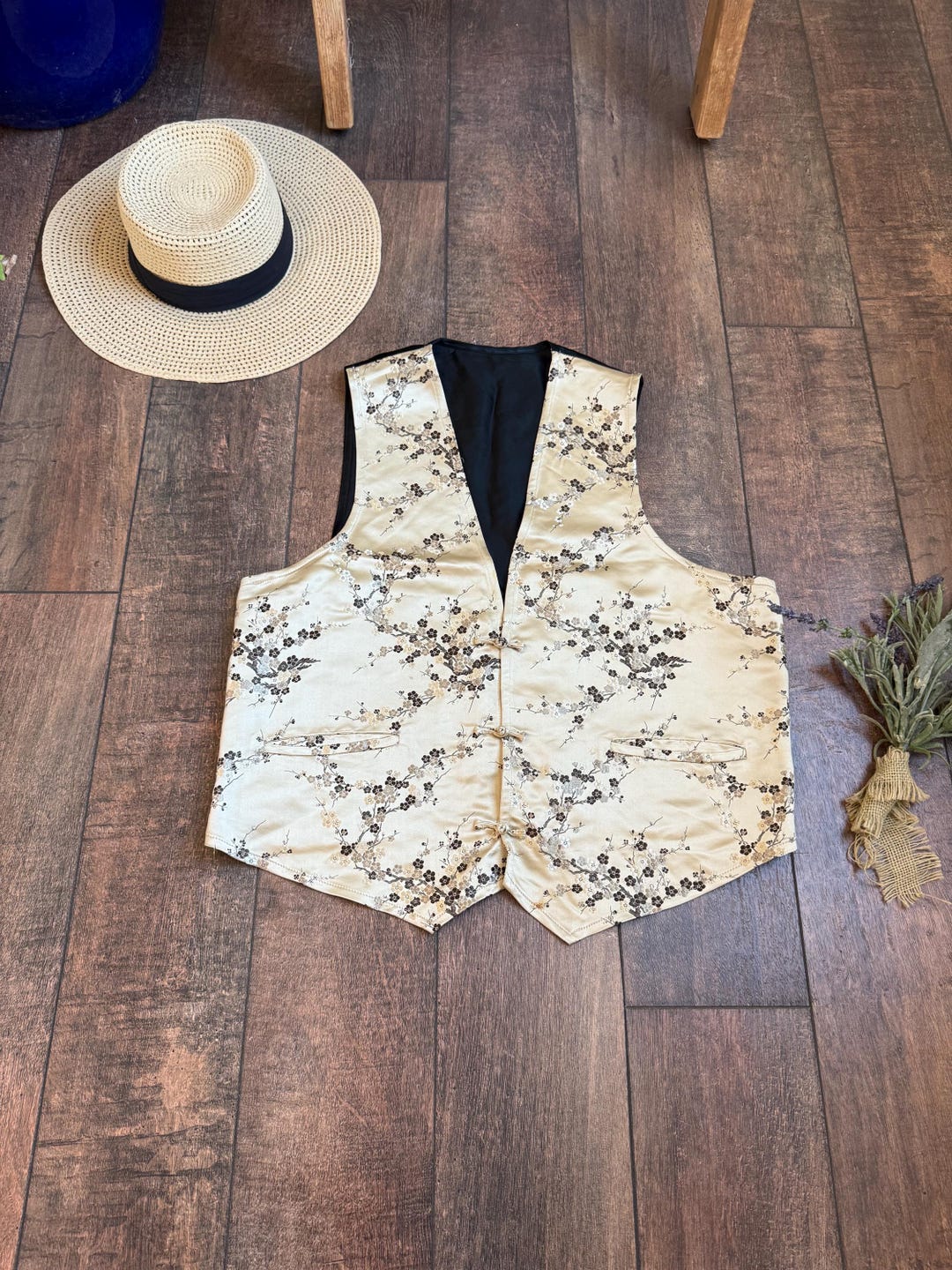 Beautiful Vintage Asian Vest, Chinese Vest, Kimono Style Vest, Vintage ...