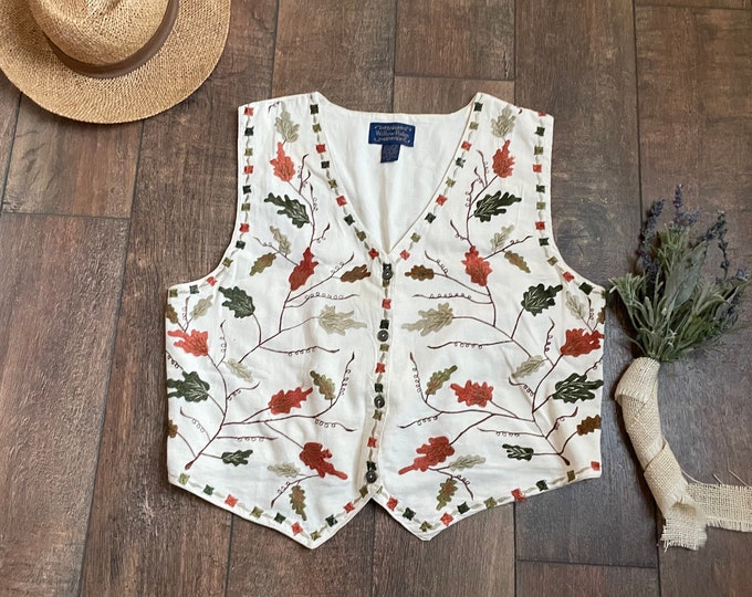 Vintage 90s Autumn Vest, Vintage Vest,vintage Fall Leaves Vest,90s ...