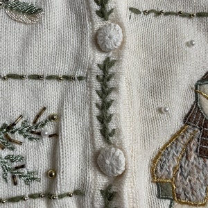 Vintage Beautiful 90s Christmas Sweater, Stocking Bear Cardigan, Vintage Snowman Sweater ...