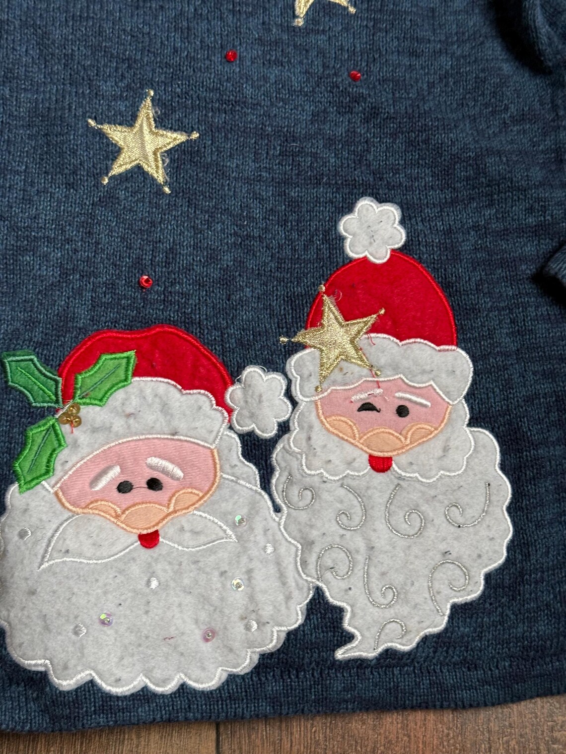 Vintage Santa and Christmas Tree Cardigan Sweater, Embroidered ...