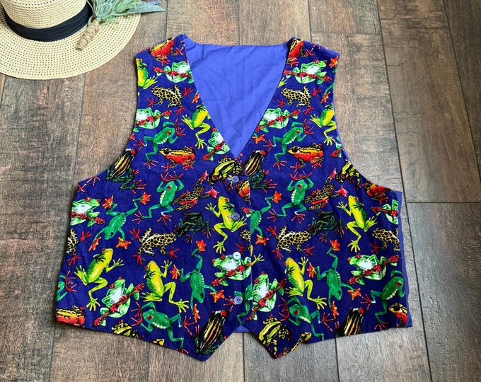 Vintage Frog Corduroy Vest, 90s Frogs Vest, Magic School Bus Vest ...