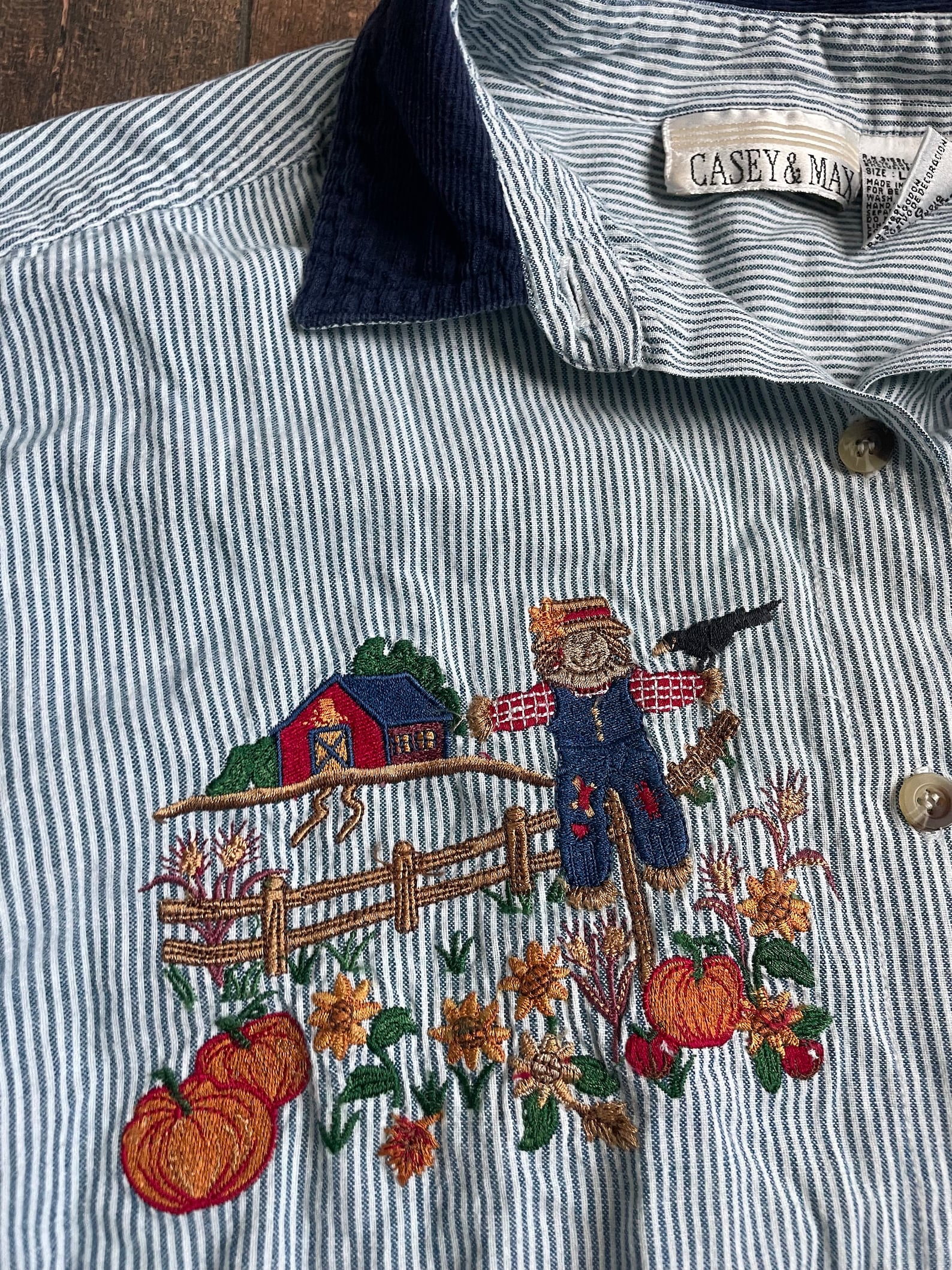 Vintage Denim Halloween Shirt, Chambray Halloween Shirt, Pumpkin Patch ...