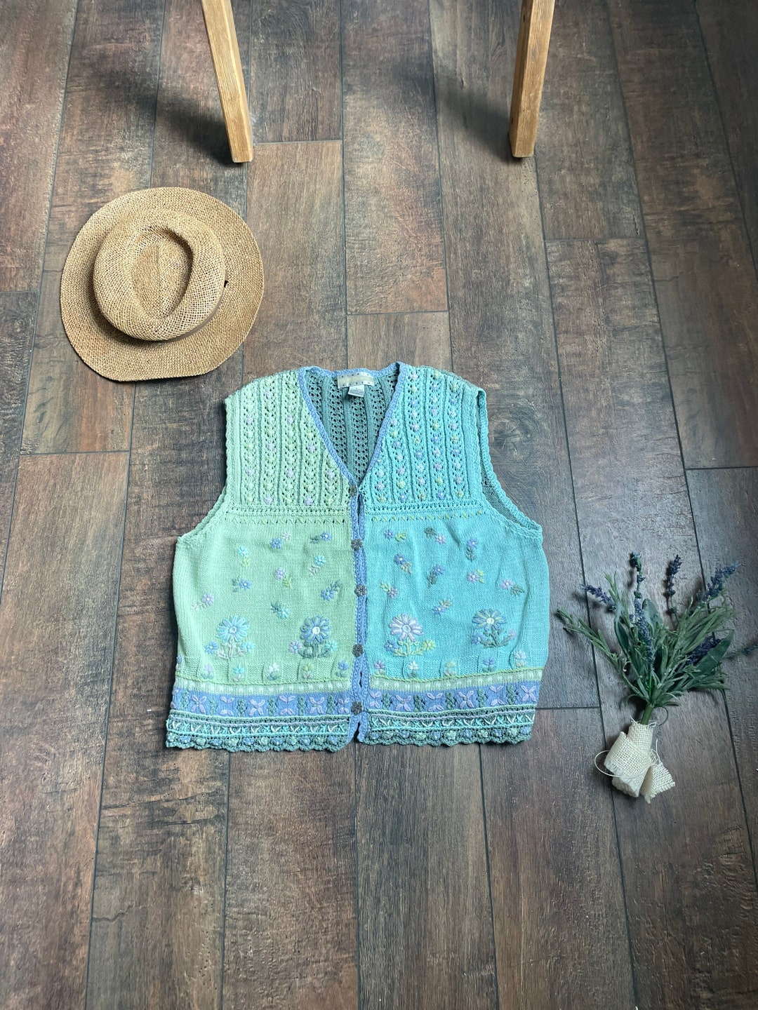 Vintage Spring Sweater Vest Vintage Embroidered Sweater - Etsy