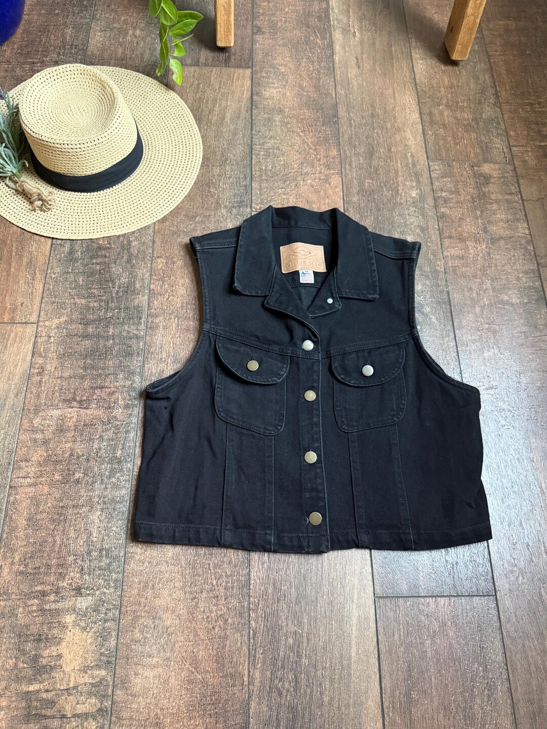 Vintage Black Denim 90s Vest, 90s Monica Geller Vest, Black Jean Vest ...