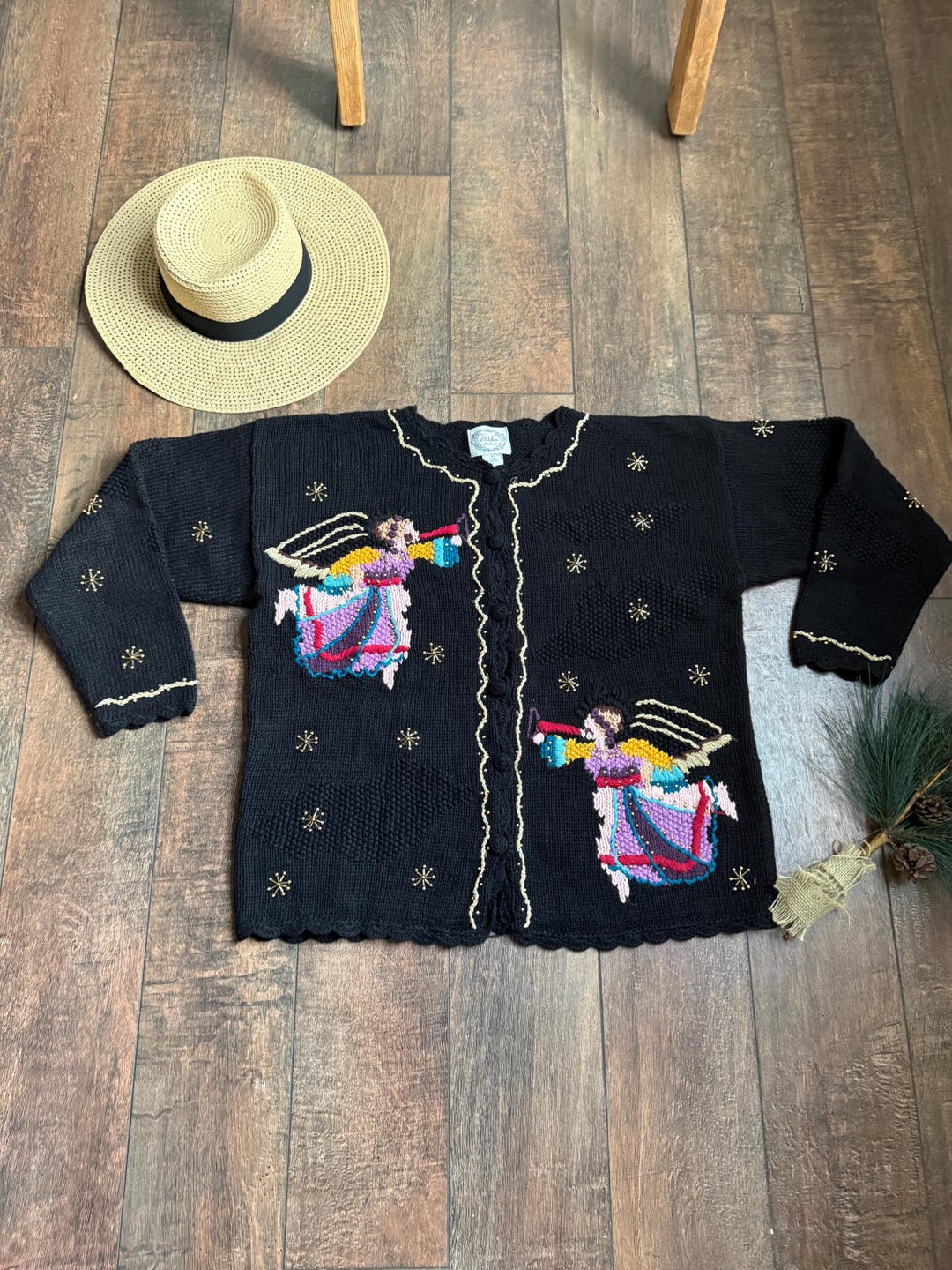 Vintage Angel Christmas Cardigan,vintage Angel Cardigan,stitches in ...