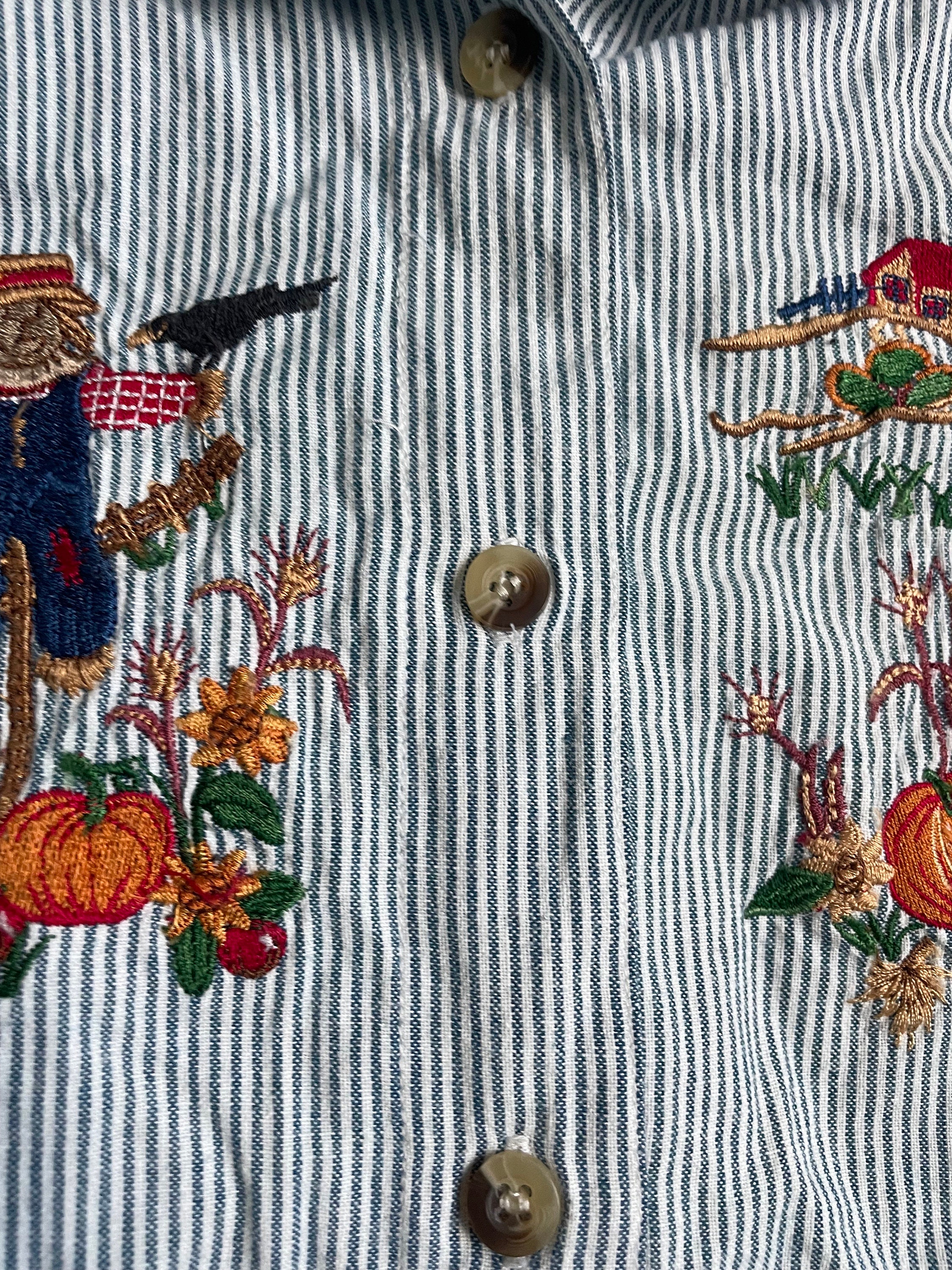 Vintage Denim Halloween Shirt, Chambray Halloween Shirt, Pumpkin Patch ...