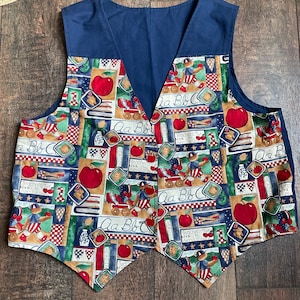 Vintage Back to School Vest, 90s Apple Vest, Vintage Teacher Vest ...