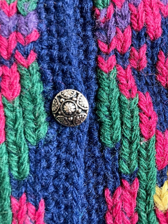 Vintage Wool Folk Cardigan, European Folk Cardigan, V… - Gem