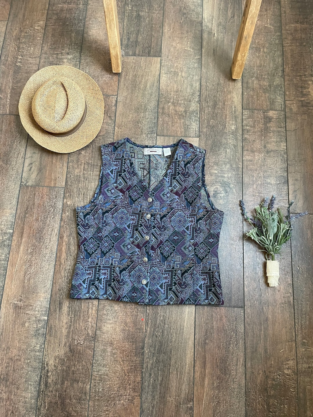 Vintage 90s Vest, 90s Brocade Vest, Vintage Brocade Vest, Aztec 90s ...