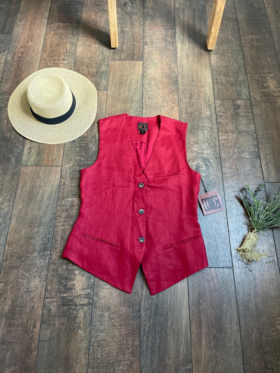 Vintage Red Linen Vest,vintage Mona Lisa Smile Vest,1940s Style Vest ...