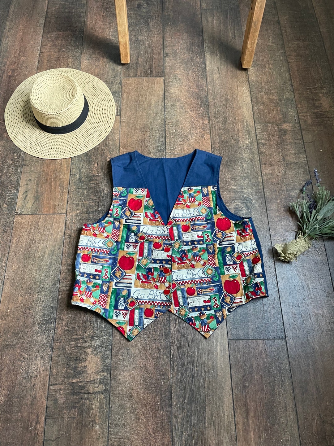 Vintage Back to School Vest, 90s Apple Vest, Vintage Teacher Vest ...