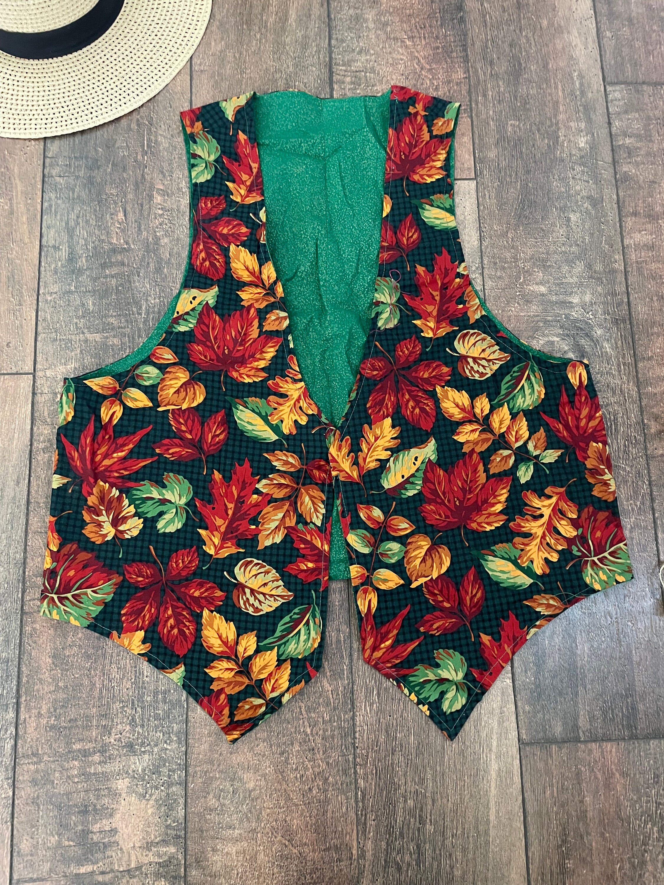 Vintage 90s Autumn Vest, Vintage Vest,vintage Fall Leaves Vest,90s ...