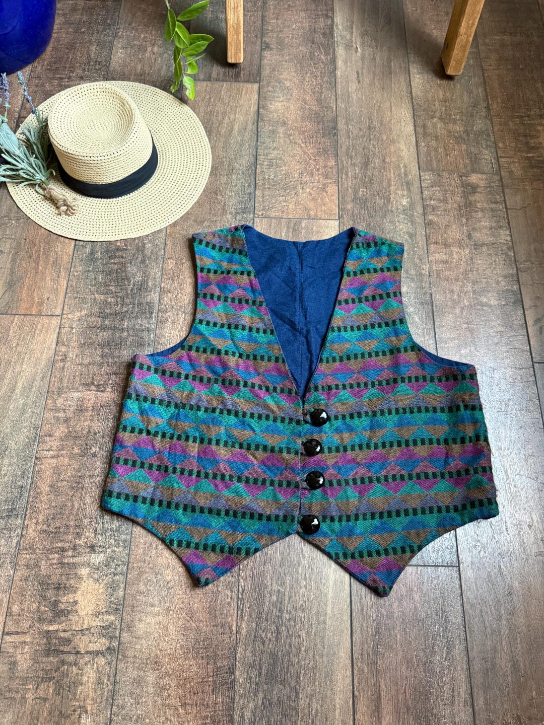 Vintage 90s Woven Rainbow Vest, 90s Geometric Vest, 90s Vest, LARGE - Etsy