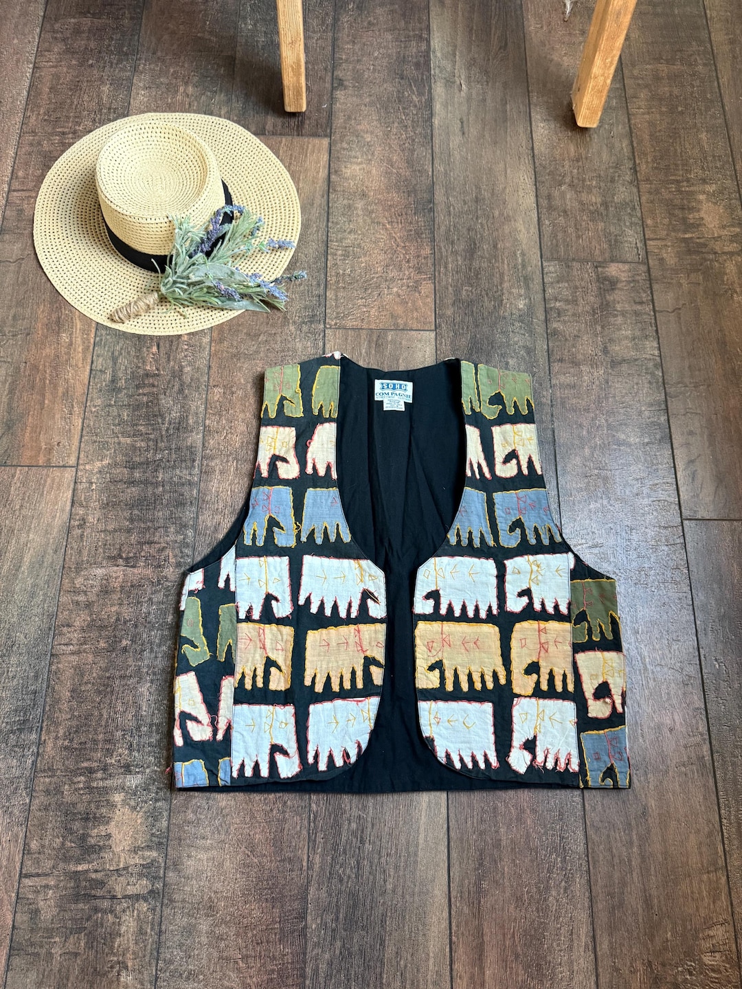 Vintage Asian Elephant Vest, Vintage Elephant Vest, Unique Quilted Vest ...