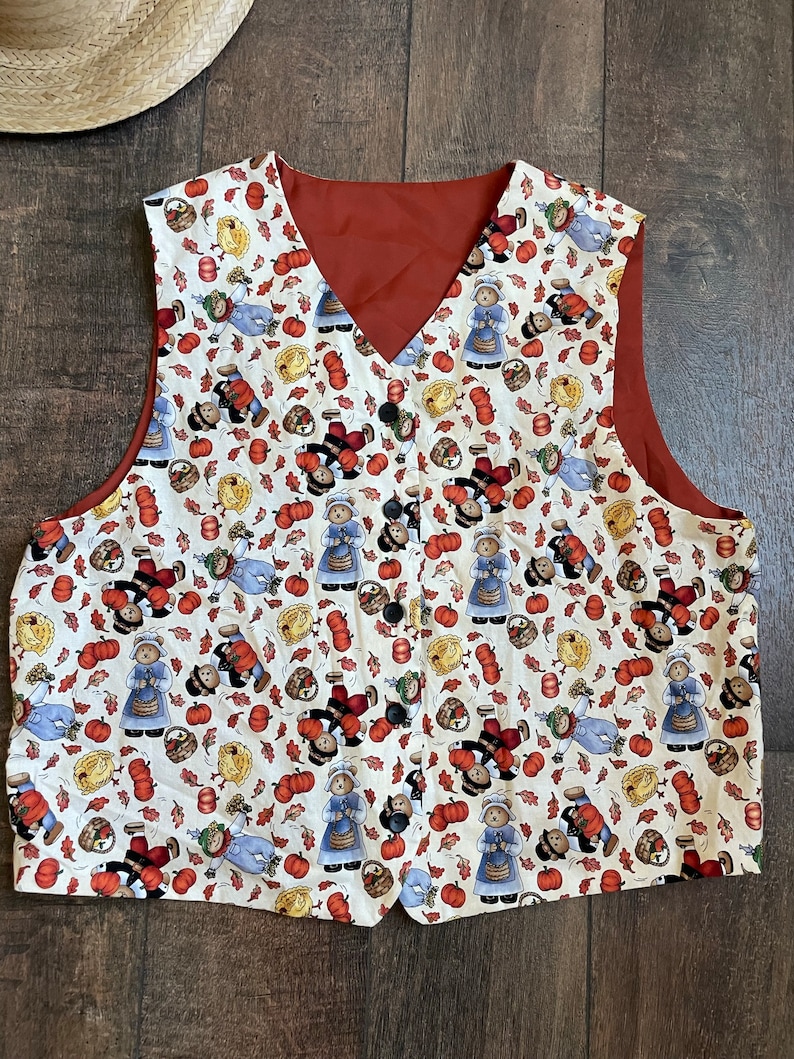 Vintage Fall Festive Vest, Teddy Bear Thanksgiving Vest, Pilgrim Vest ...