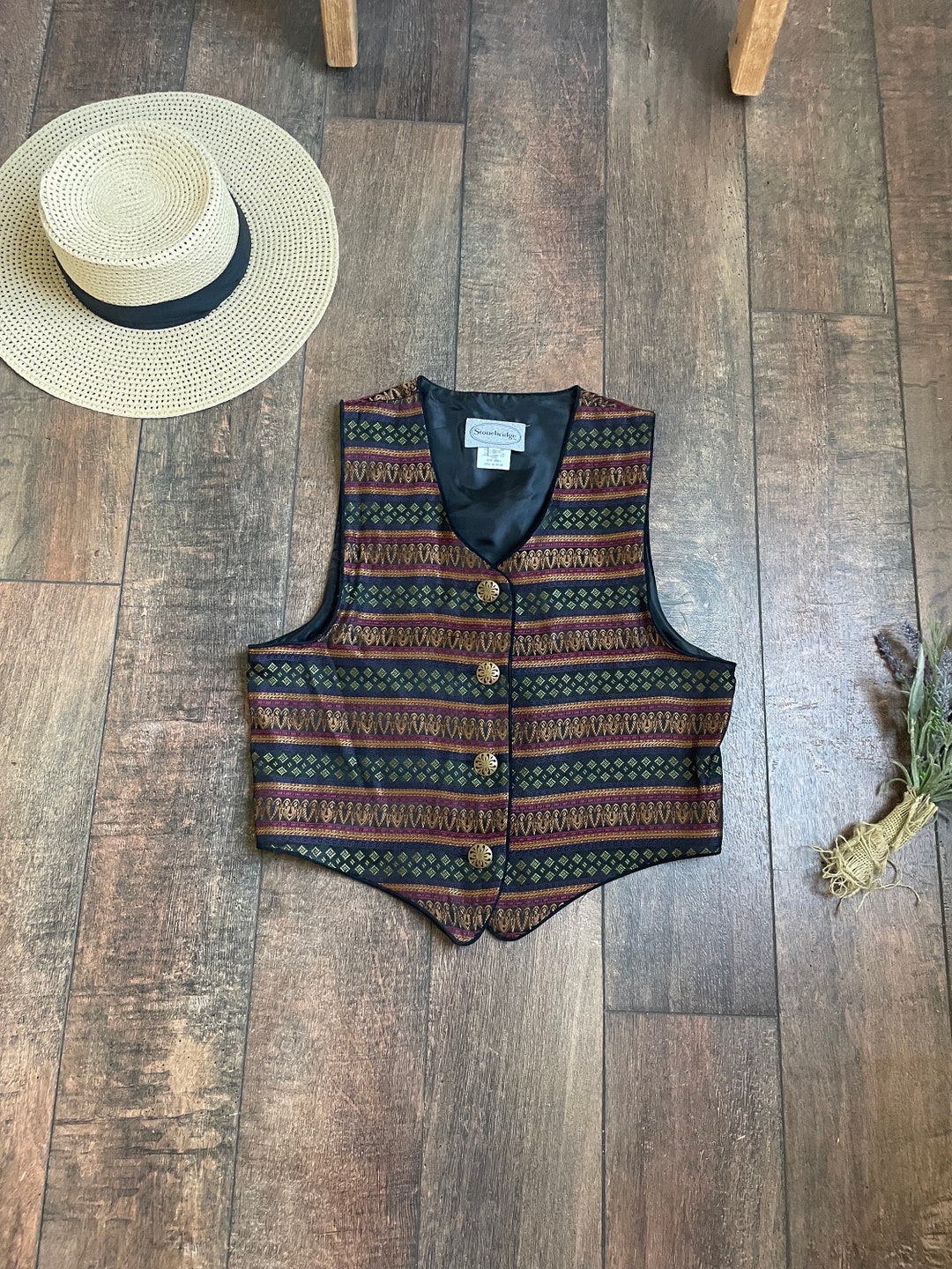 Vintage 90s Vest, 90s Striped Vest, 90s Rich Vest, Vintage 90s Tan Vest ...