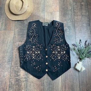 90s Vintage Beaded Vest, Vintage 90s Dress Vest, Beaded 90s Vest, Jesse ...