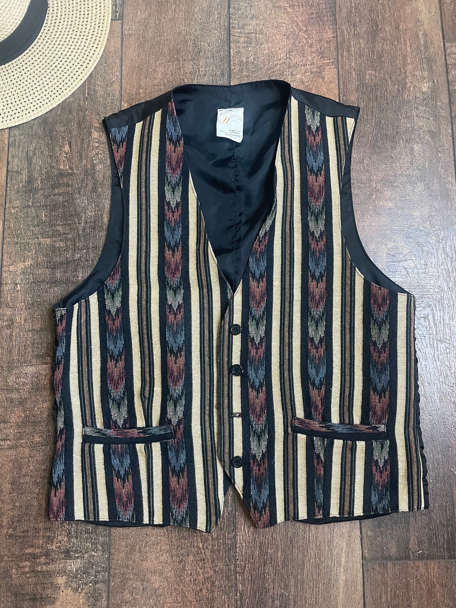 Vintage 90s Woven Stripe Vest,90s Cowboy Vest,90s Old Western Vest, 90s ...
