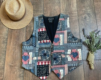 Vintage 90s Embroidered Floral Vest, 90s Floral Vest, Vintage Flower ...