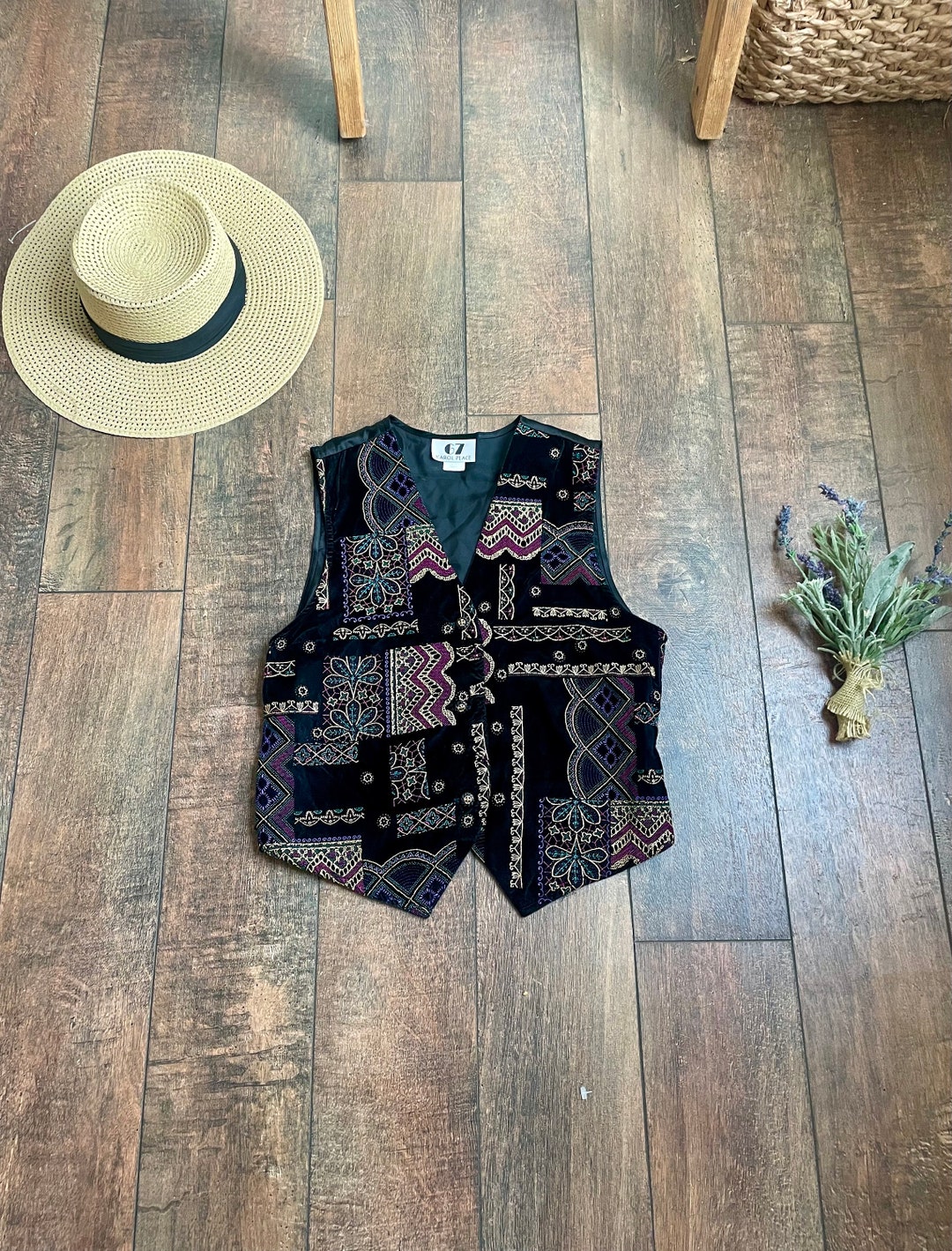 Vintage Velvet Vest, 90s Velvet, Vintage Velvet Mardi Gra Vest, Vintage ...