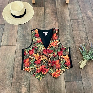 Vintage 90s Autumn Vest, Vintage Vest,vintage Fall Leaves Vest,90s ...