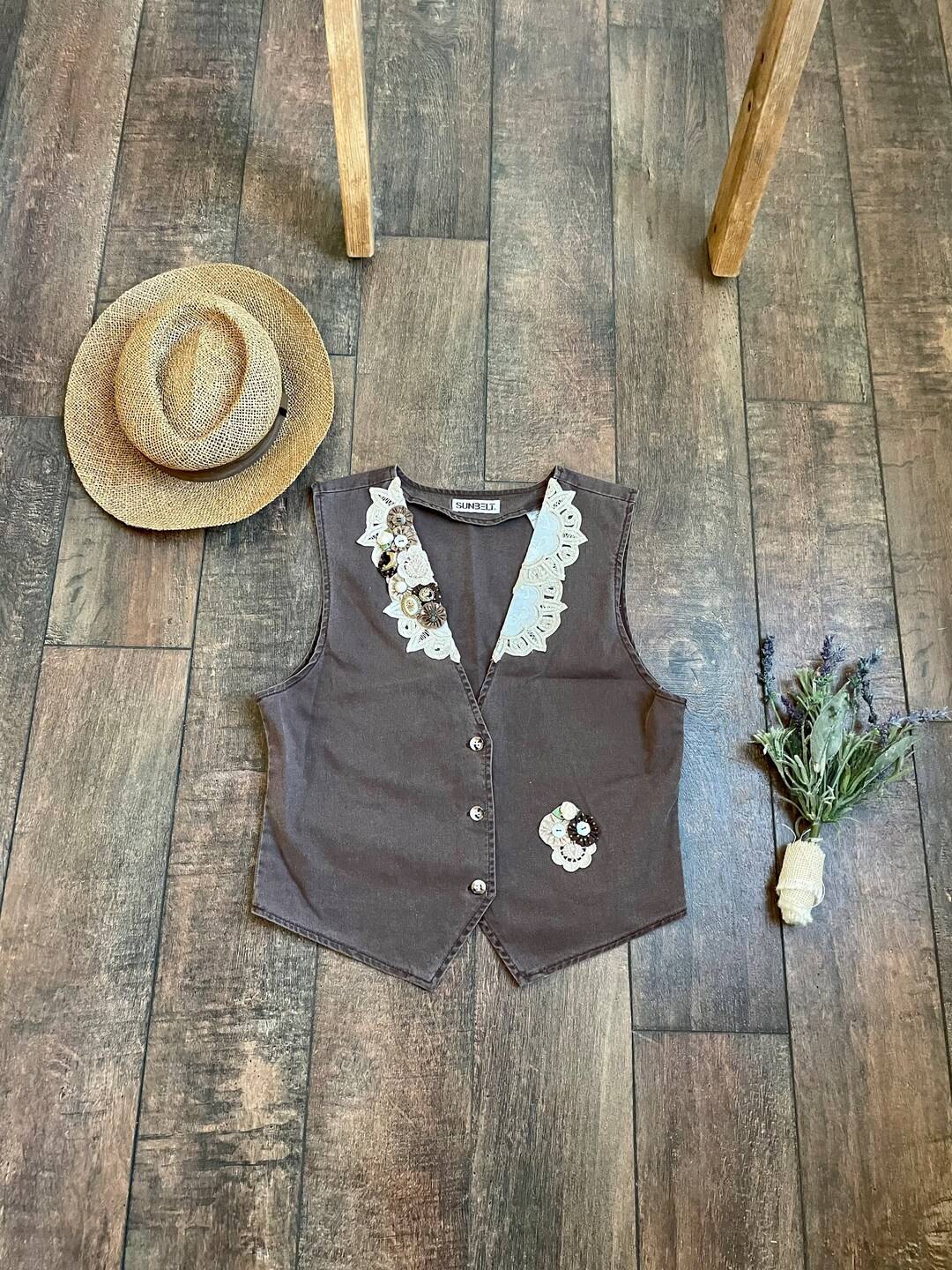 Vintage 90s Lace Vest, Labyrinth Vest, Cameo and Buttons Vest, 90s ...