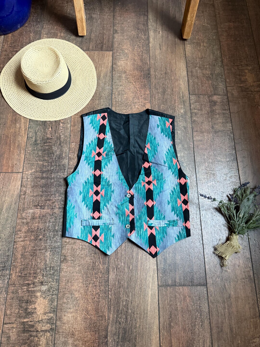 Vintage 90s Southwest Vest, Western Print Vest, 90s Boho Western Vest ...