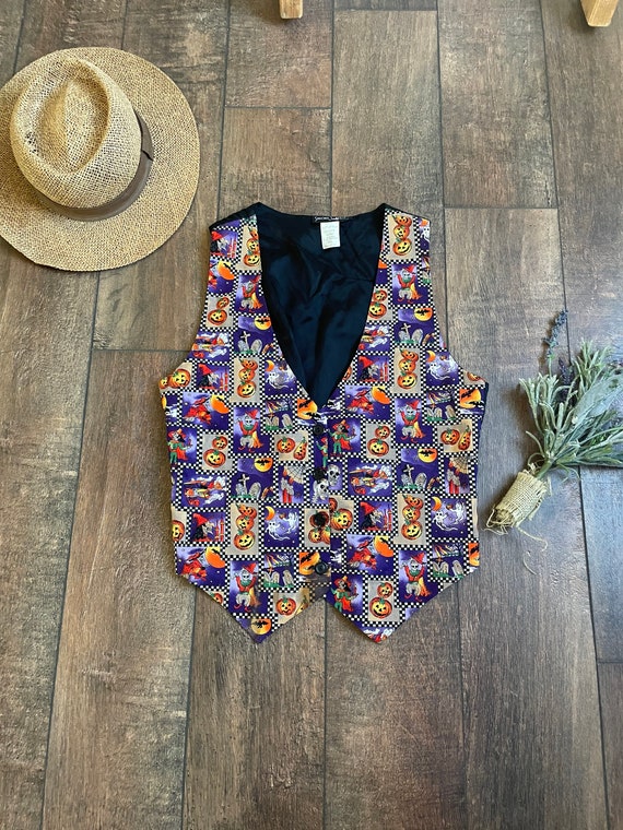 Vintage 90s Halloween Vest Cute 90s Halloween Vestpumpkin - Etsy