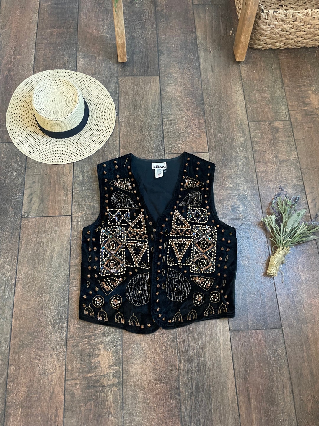 Vintage 90s Velvet Beaded Vest,90s Velvet Vest,vintage 90s Vest,elaine ...