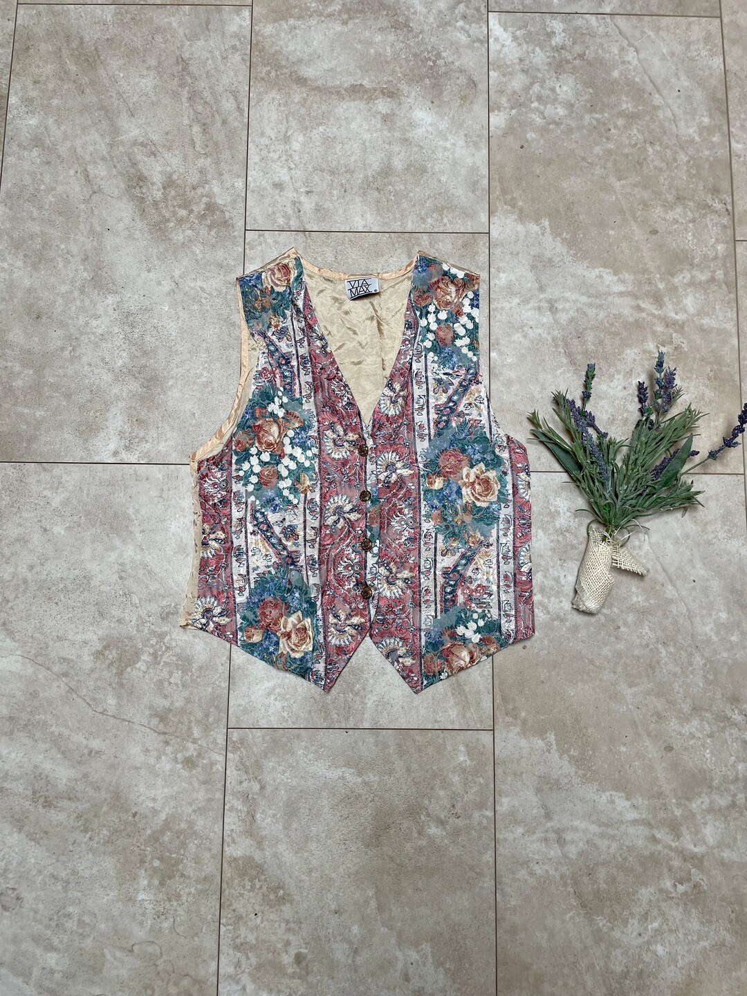 Vintage 90s Floral Vest, Jesse Spano Vest, Vintage 90s Vest, Classic ...