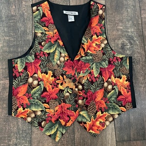 Vintage 90s Autumn Vest, Vintage Vest,vintage Fall Leaves Vest,90s ...