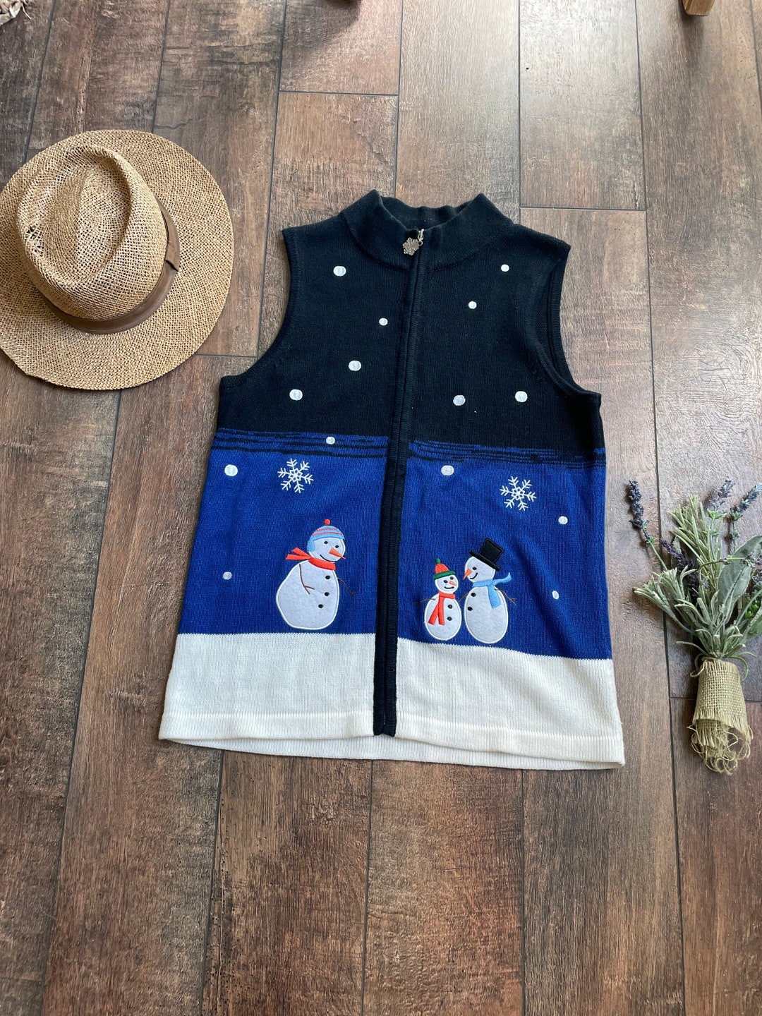 Vintage 90s Christmas Snowman Sweater Vest, Vintage 90s Cute Christmas ...