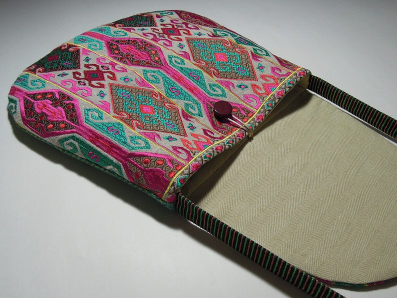 Messenger Patchwork Bag, Handmade From Durable Linen With Iridescent ...