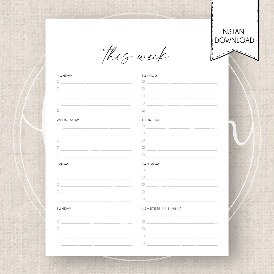 Weekly Planner to Do List Instant Download Printable PDF - Etsy