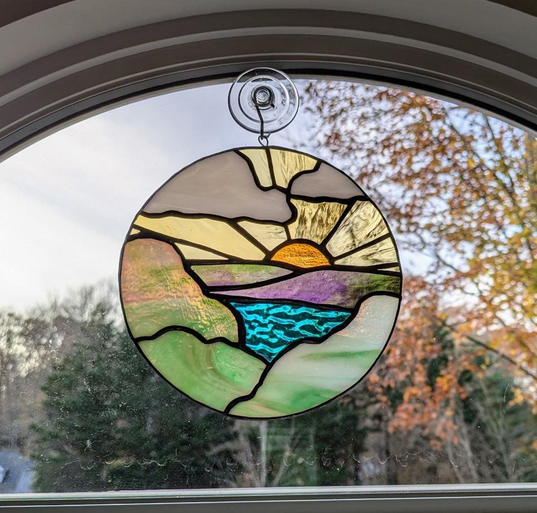 Sunrise Suncatcher/sunrise Stained Glass/landscape Suncatchers ...