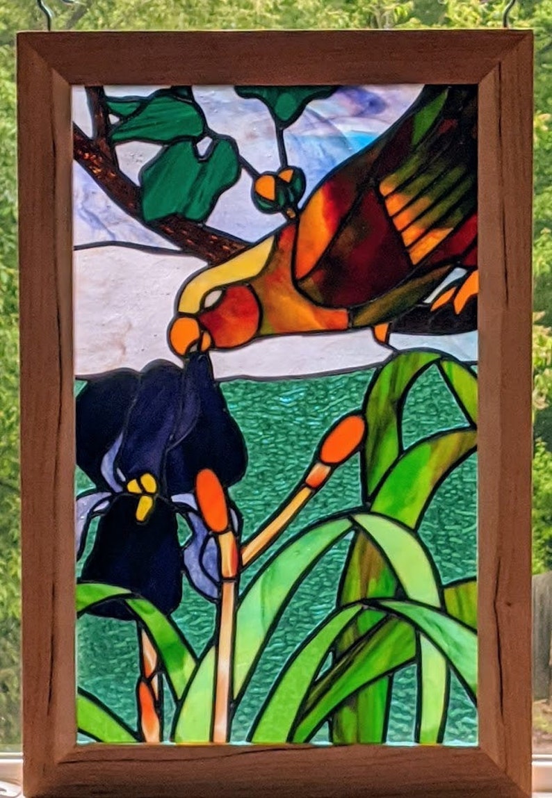 Parrot Stained Glass Panel/stained Glass Window Hangings/home Decor ...