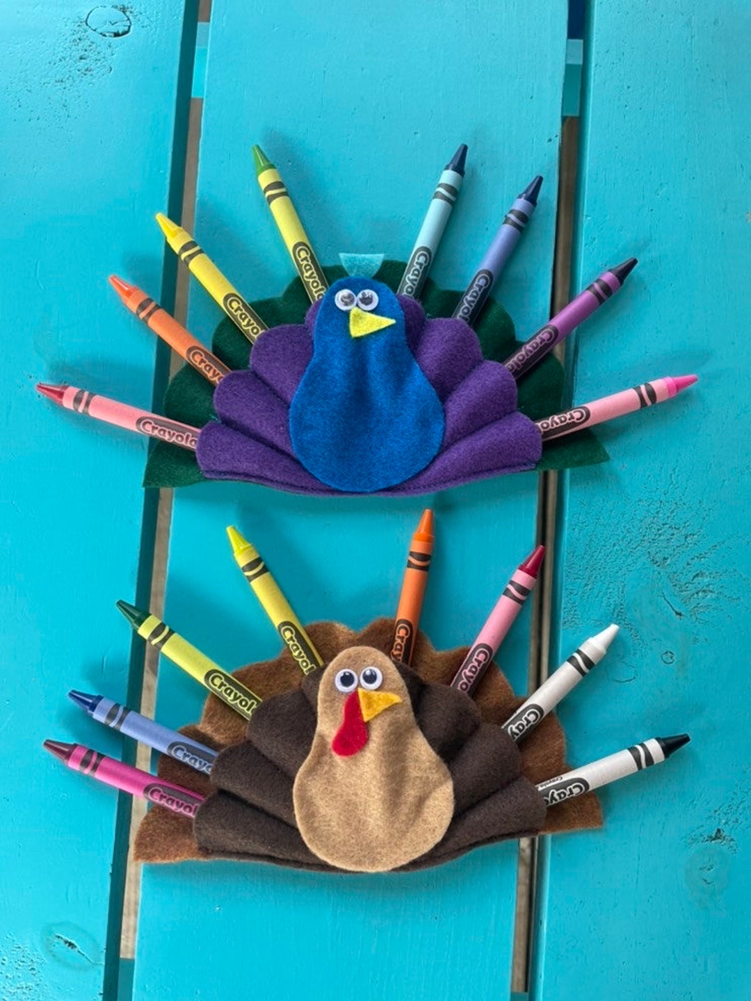 Felt Coloring Turkey or Peacock Crayon Holder Thanksgiving - Etsy