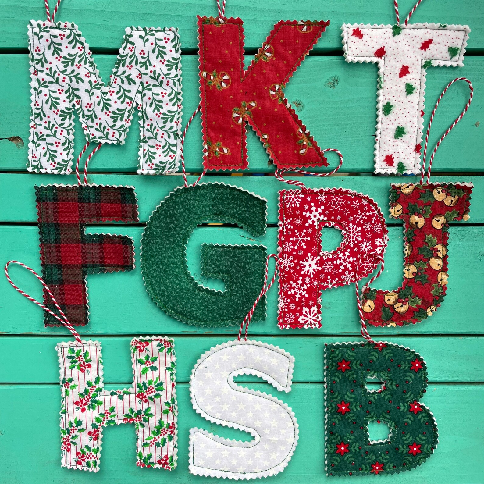 Quilted Letter Monogram Christmas Holiday Ornament Stocking | Etsy