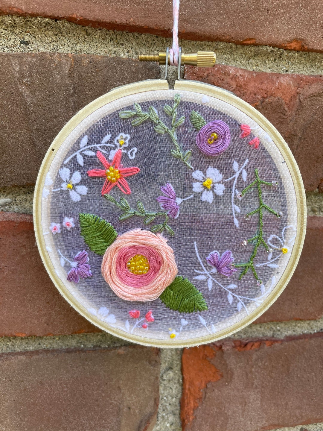 4 Hand Embroidered Transparent Floral Hoop - Etsy