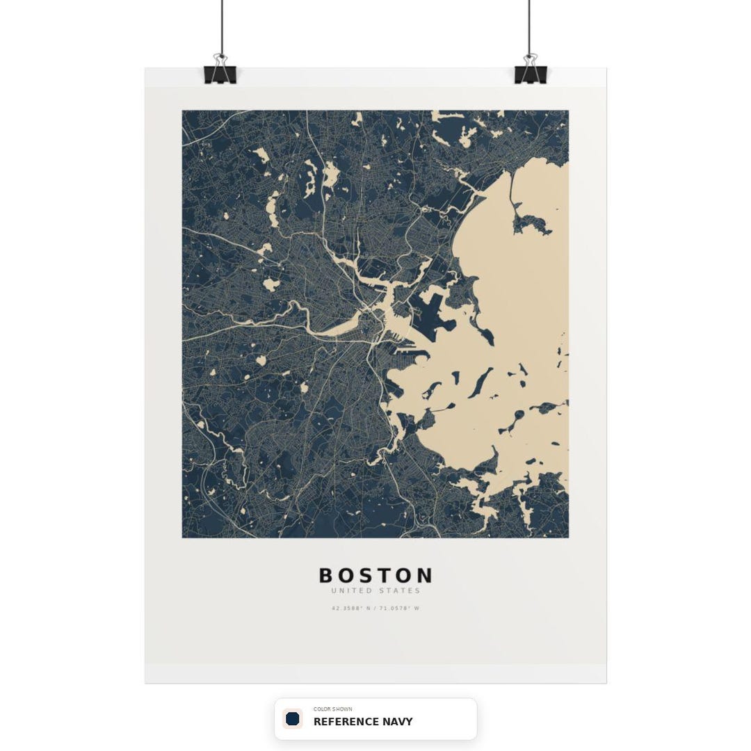Boston Map Poster, Boston Wall Art Print, Modern Street Map, Unframed ...