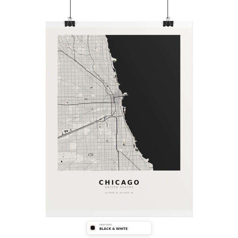 Chicago Map Poster, Chicago Wall Art Print, Modern Street Map, Unframed ...