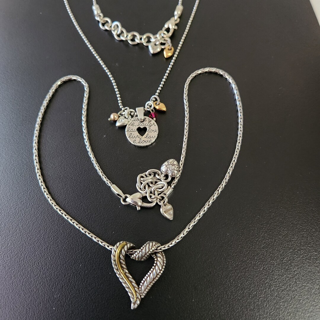 Brighton Heart Charm Necklace. Silver Ton Heart Charm Necklace. Vintage ...