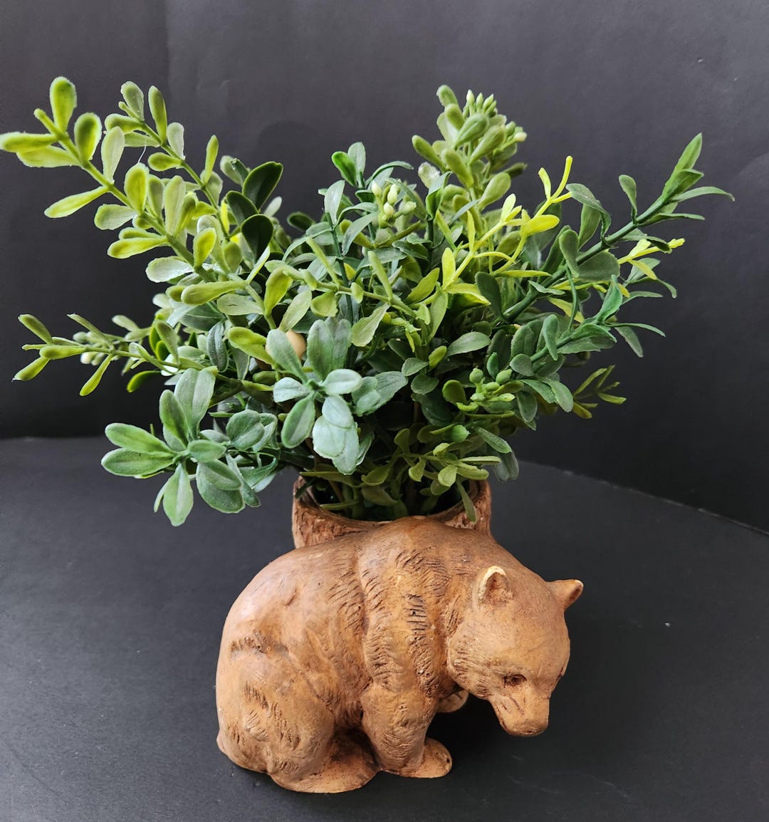 Hand Carved Brown Bear Planter.vintage Wooden Bear Planter.country ...