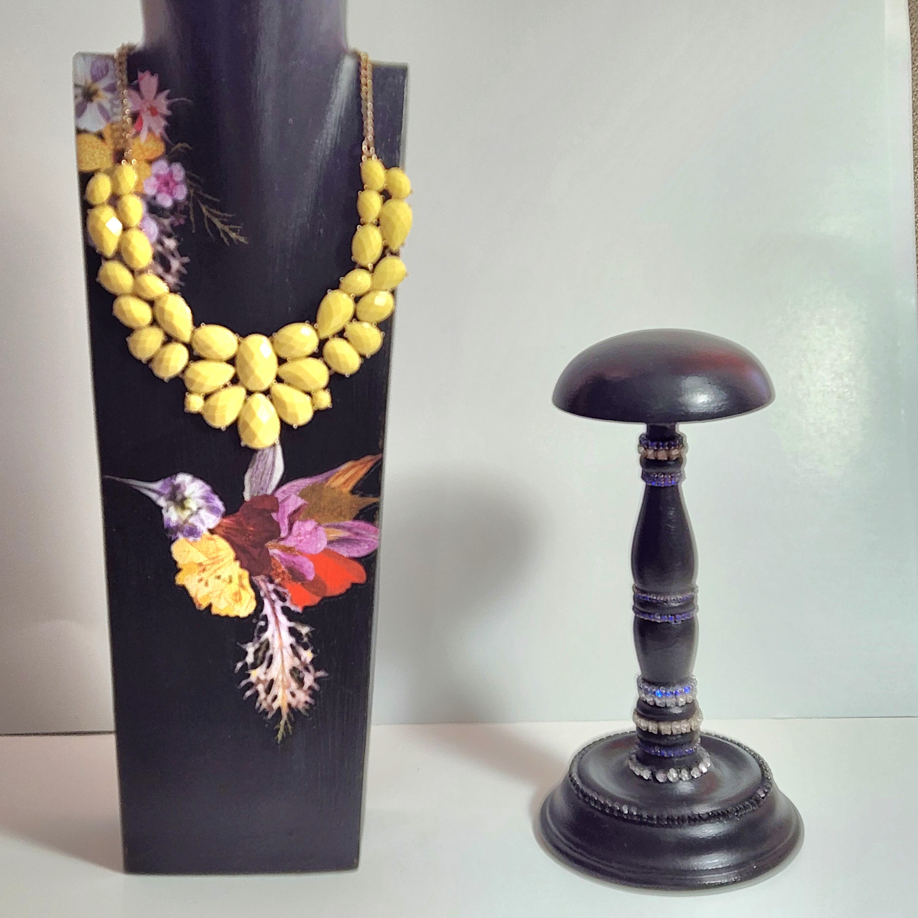 Wood Hat Stand With Crystals: Tabletop Wig Display - Etsy