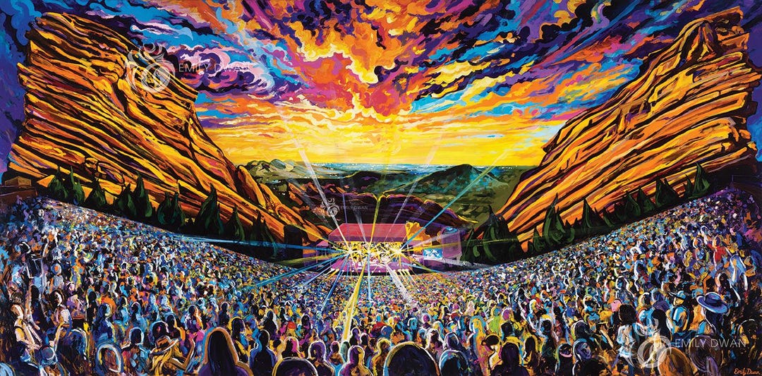Red Rocks Amphitheatre Sunset Print 12x24" - Etsy
