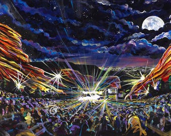 Red Rocks Amphitheatre Sunset Print 12x24" - Etsy