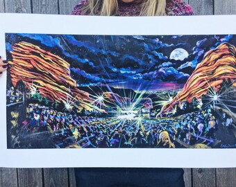 Red Rocks Amphitheatre Sunset Print 12X24 - Etsy