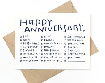 Anniversary card check boxes | Etsy