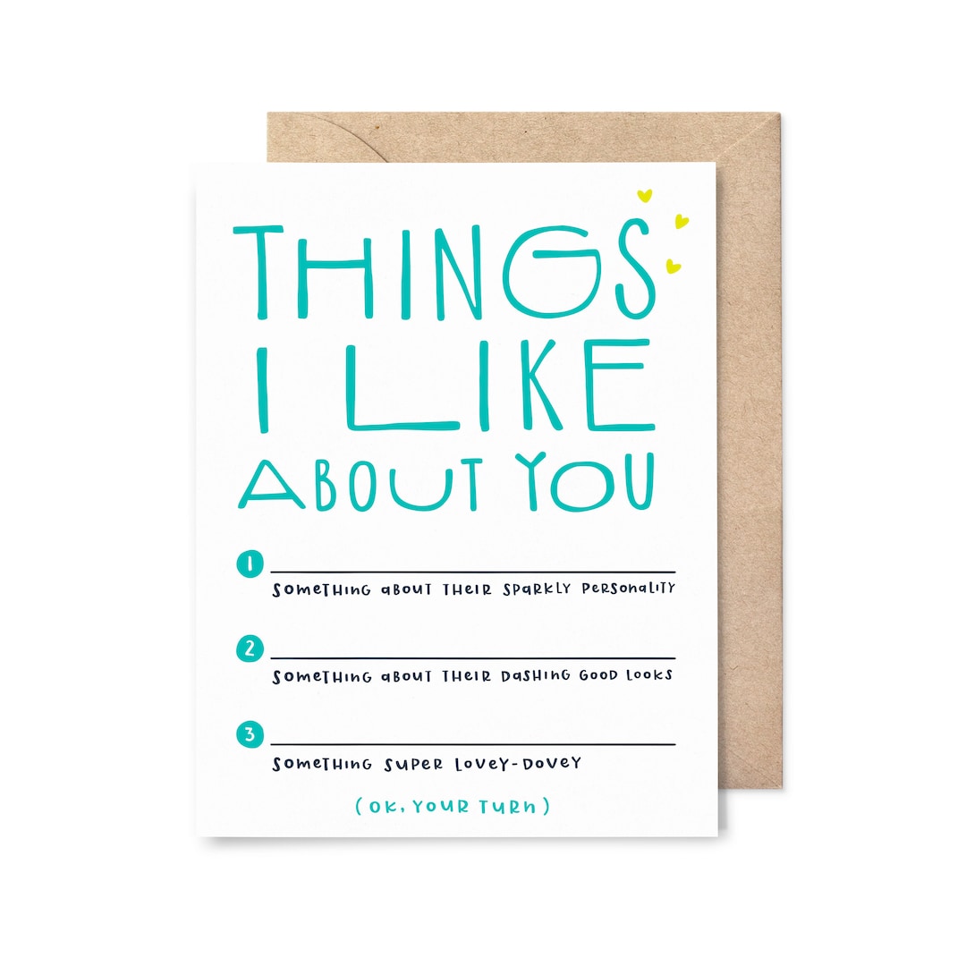Things I Like About You - Fill in the Blank - Valentine's Day Card ...